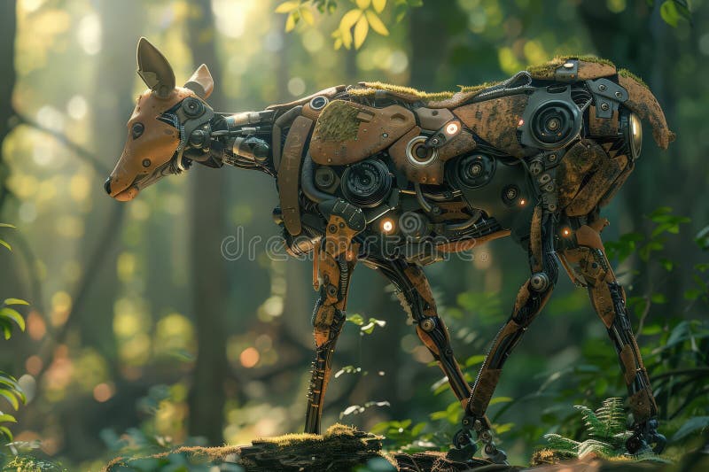 Capture the Intricate Details of a Robotic Deer in a Lush Digital ...