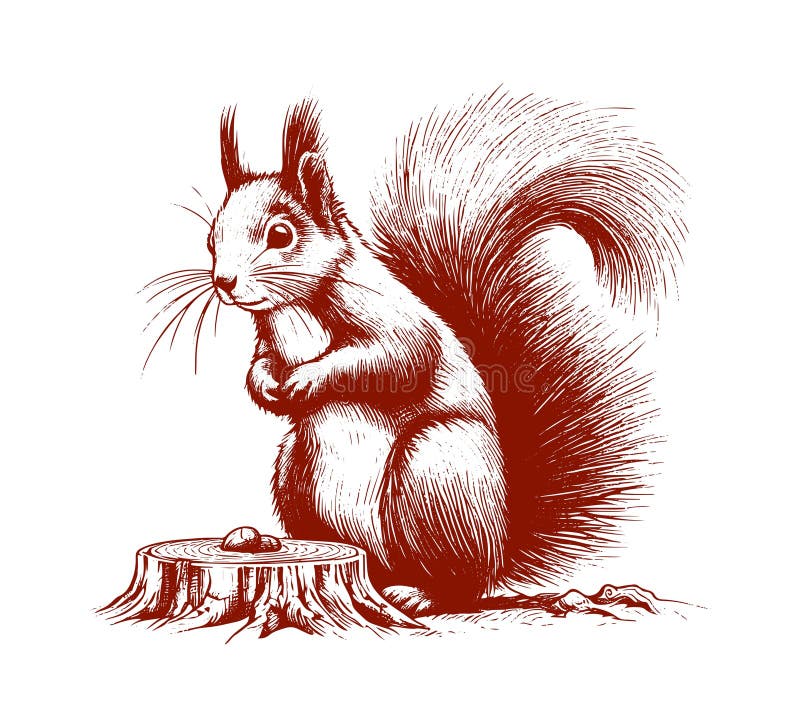 Red Squirrel Hand Drawn Vintage Vector Stock Vector - Illustration of ...