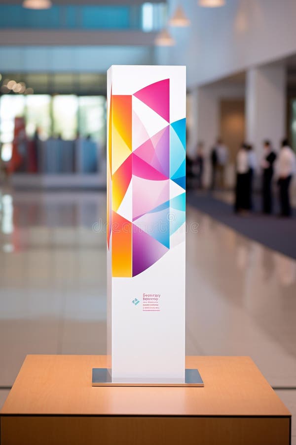 Vibrant Geometric Patterns on White Acrylic Podium Stock Illustration ...