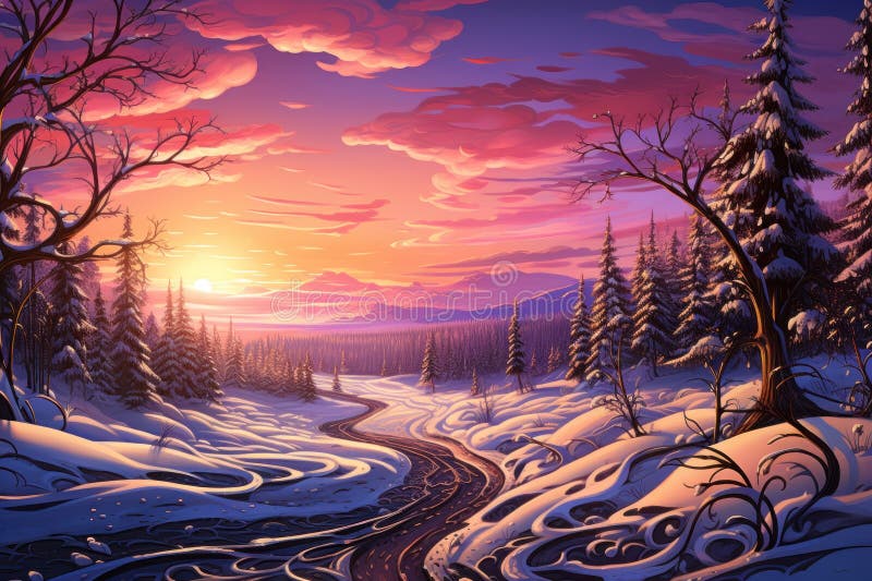 Ski Trail Patterns - Generative AI Stock Illustration - Illustration of ...