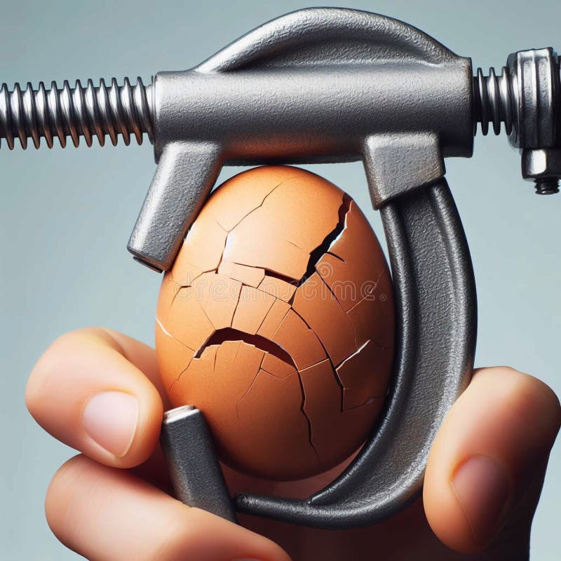 Capture the Moment of an Egg Cracking Under the Force of a Clamp Stock ...