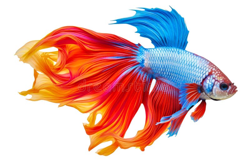 Capture the Moving Moment of Yellow Blue Siamese Fighting Fish Isolated ...