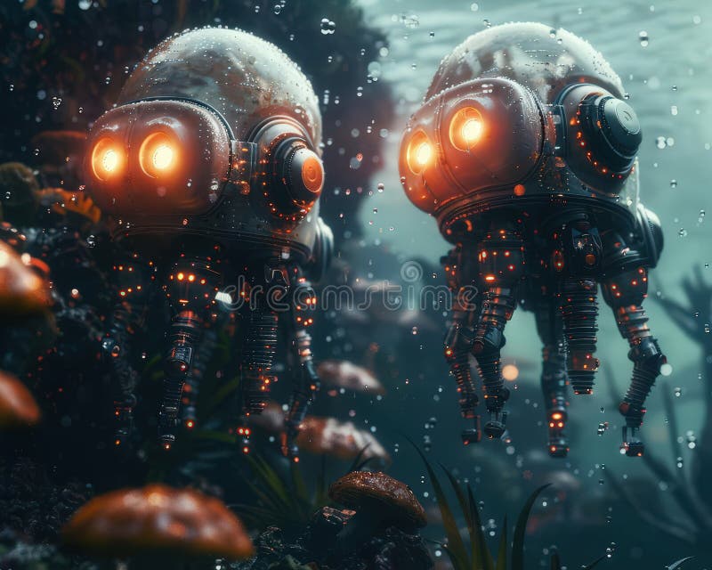 Capture an Otherworldly Scene with Robotic Sculptures Stock ...