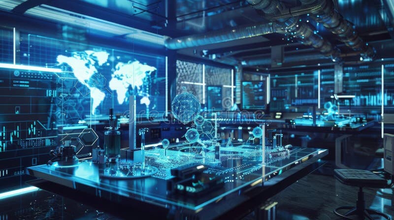 Capture a Panoramic View of a Futuristic Nanotechnology Lab Stock Photo ...