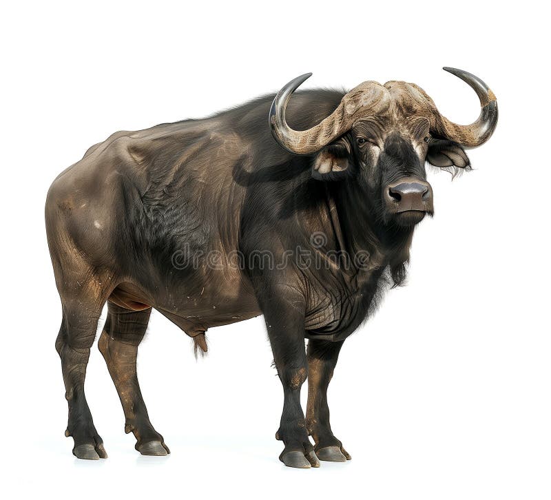 Sturdy African Buffalo on Simple Backdrop Stock Photo - Image of ...
