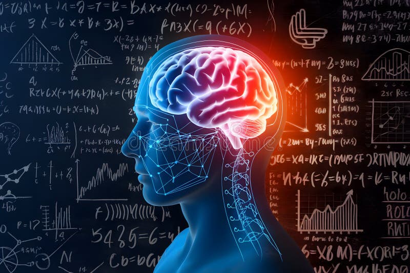 Side Profile of a Person Illuminated by Glowing Brain Surrounded by ...