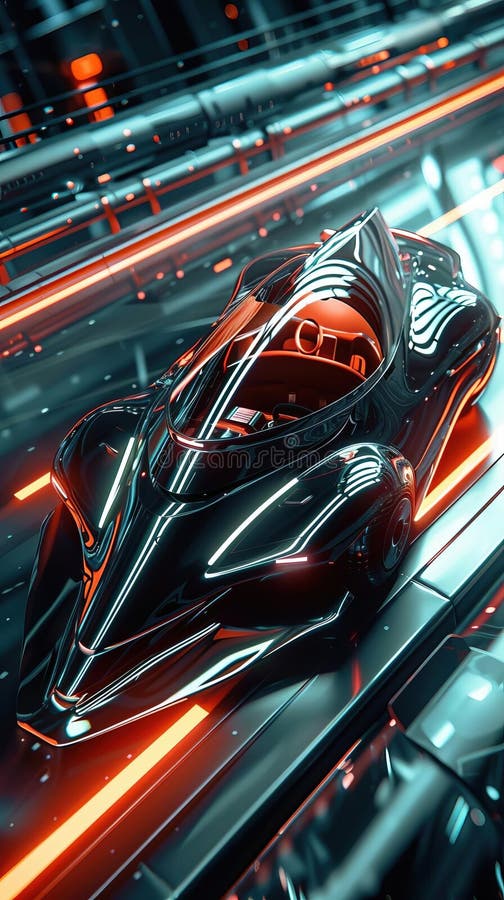 Capture the Sleek Curves of a Futuristic Hovercar from a Dramatic ...