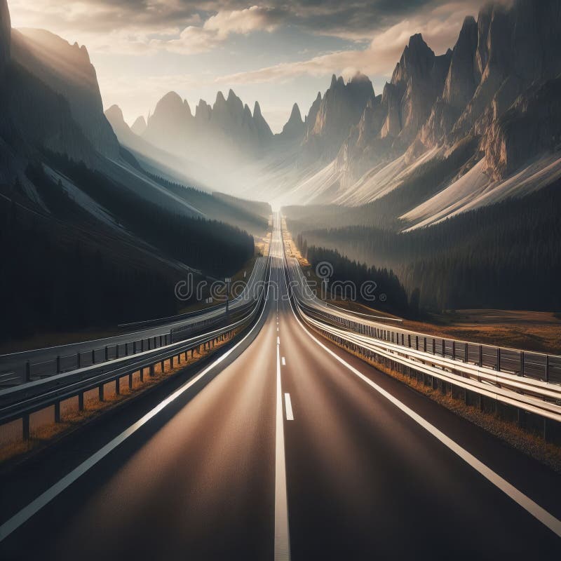 Capture the Solitude of an Empty Highway Stretching into the Dis Stock ...