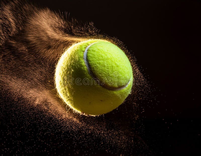 Capture a Spinning Tennis Ball with Dust Particles in Motion Stock ...