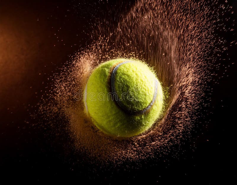 Capture a Spinning Tennis Ball with Dust Particles in Motion Stock ...