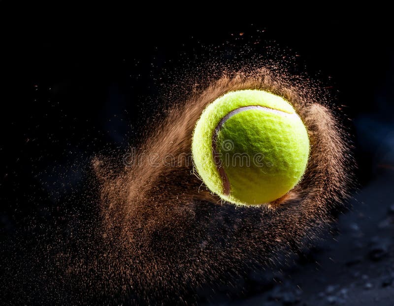 Capture a Spinning Tennis Ball with Dust Particles in Motion Stock ...