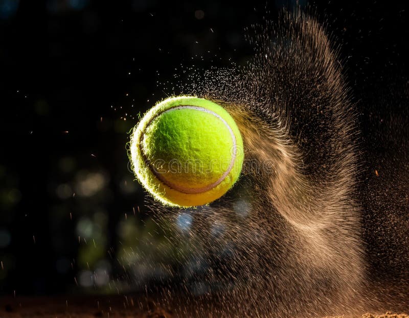 Capture a Spinning Tennis Ball with Dust Particles in Motion Stock ...