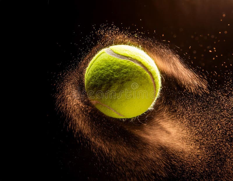 Capture a Spinning Tennis Ball with Dust Particles in Motion Stock ...