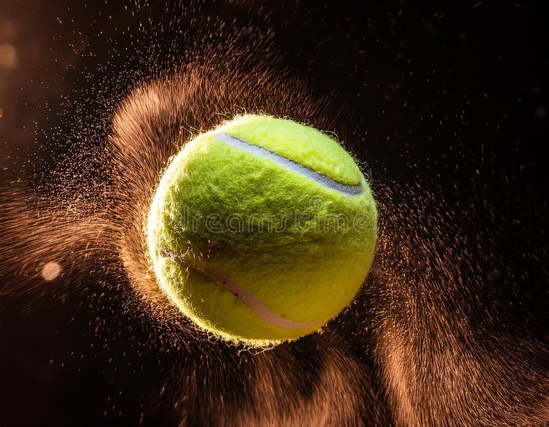 Capture a Spinning Tennis Ball with Dust Particles in Motion Stock ...