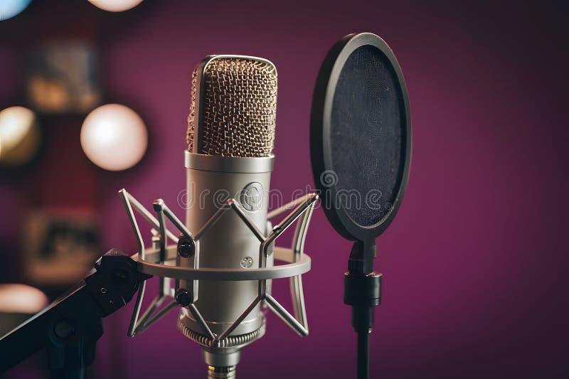 Capture Studio Condenser Microphone Close Up with Pop Filter and Mount ...