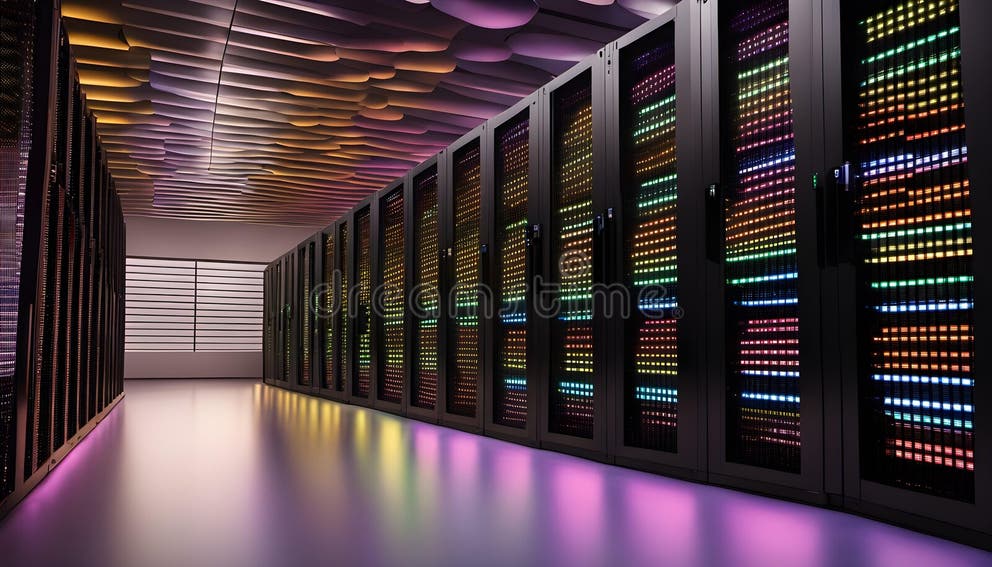 Capture a Stunning Image of a Server Rack Adorned with Glowing LEDs ...