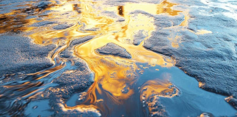 Capture Sun Reflection in Water Puddles on the Road, after Rainfall ...