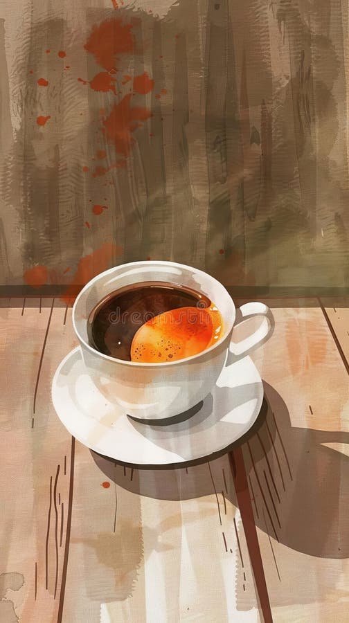 Capture a Tilted Angle View of a Minimalist Coffee Cup on a Rustic ...