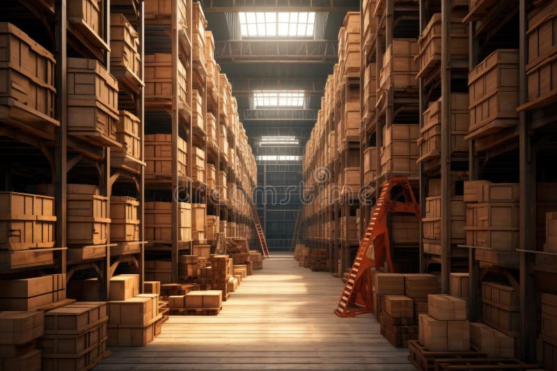 Capture of a Vast Storage Facility Bustling with Numerous Boxes ...