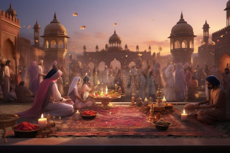 Capture the Vibrant Colors and Traditions of Eid Stock Illustration ...