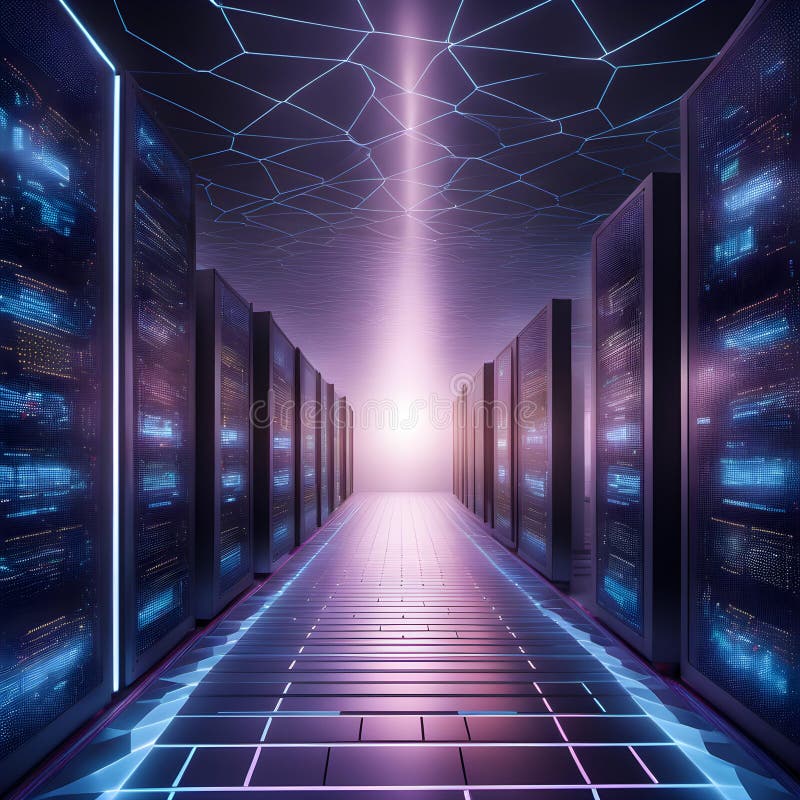 Capture a Vibrant and Dynamic Scene of a Cutting-edge Server Room ...