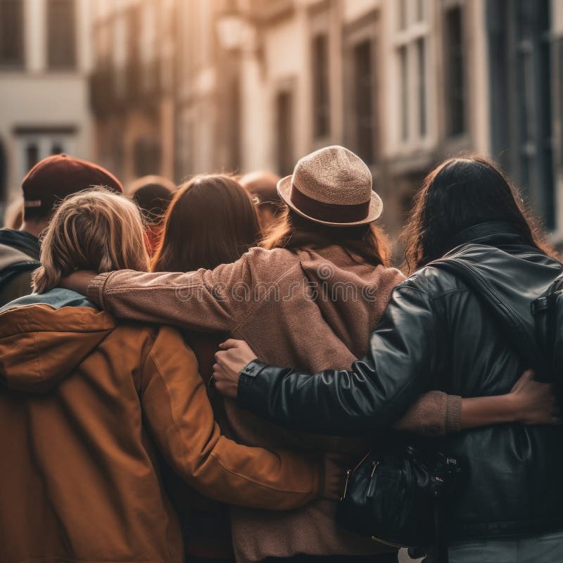 People Hugging Each Other Shoot from the Back. Stock Illustration ...