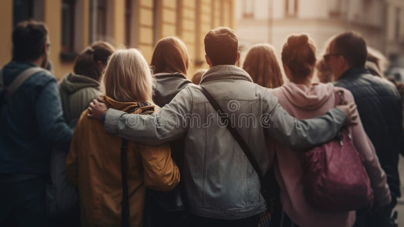 People Hugging Each Other Shoot from the Back. Stock Illustration ...
