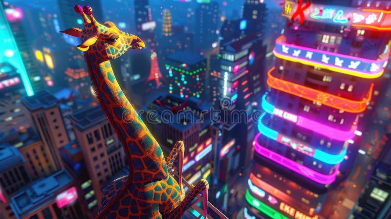 Capture a Whimsical Giraffe in the Midst of Breakdancing Atop a ...