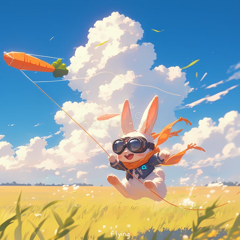 Adorable Rabbit Pilot stock illustration. Illustration of cartoonish ...