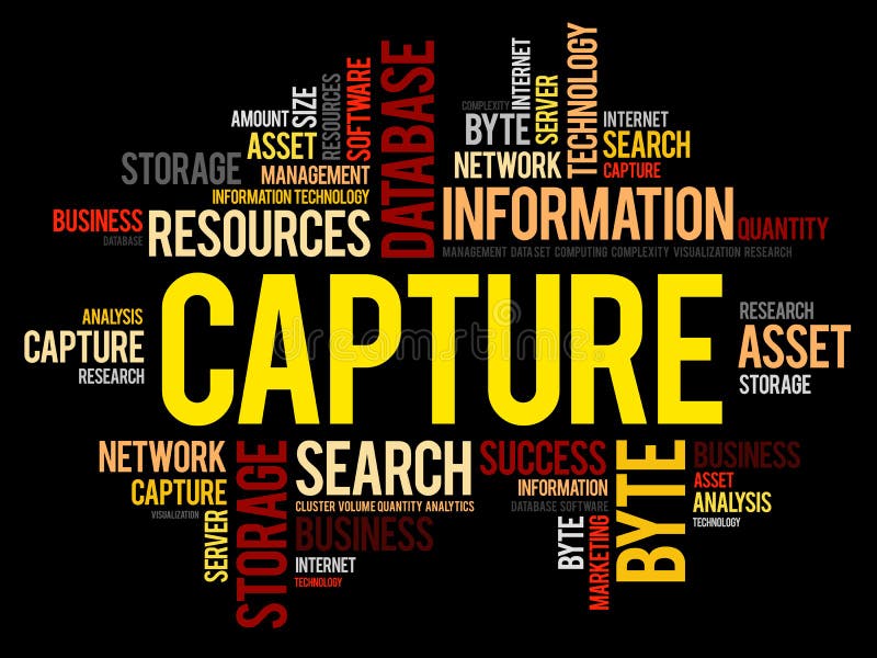 Capture word cloud collage stock illustration. Illustration of large ...