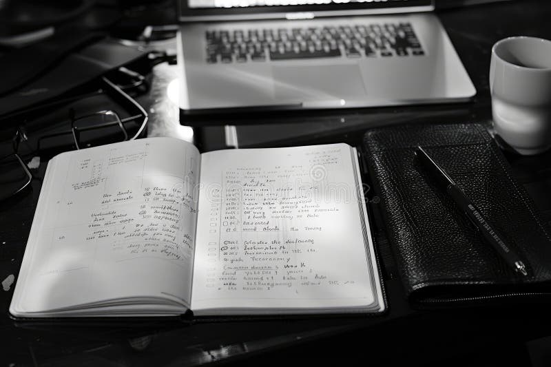 Capture Your Ideas in an Open Notebook Filled with Handwritten Notes ...