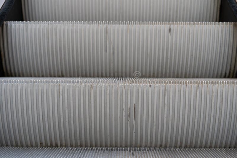 Detail of an Escalator with Two Steps Pictured from the Front Stock ...