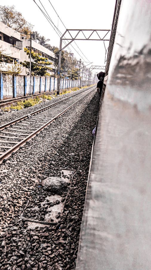 Captured a Railway Track Under the Local Train. Stock Image - Image of ...