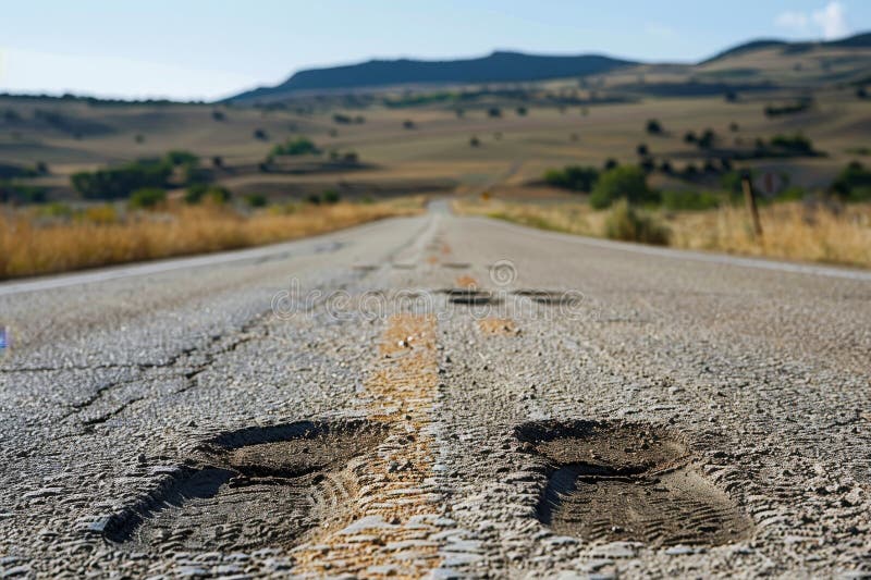 Captured Trail of Boot Prints Leading into the Distance on a Winding ...