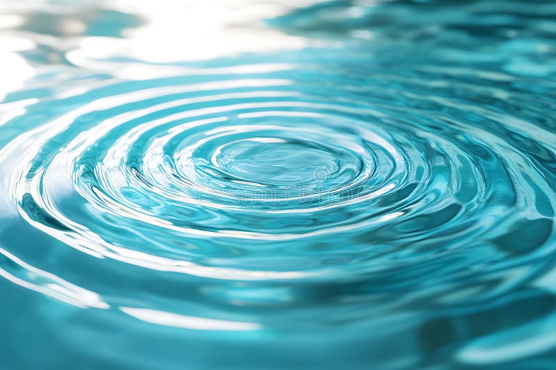 Turquoise Ripples Clear Water Surface Texture with Circular Wave ...