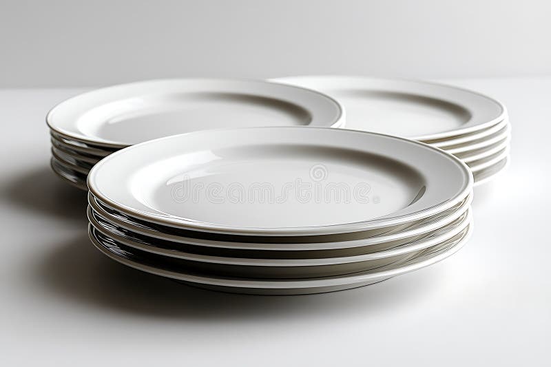Stack of Clean White Plates Dinnerware Set Stacked Neatly on a White ...