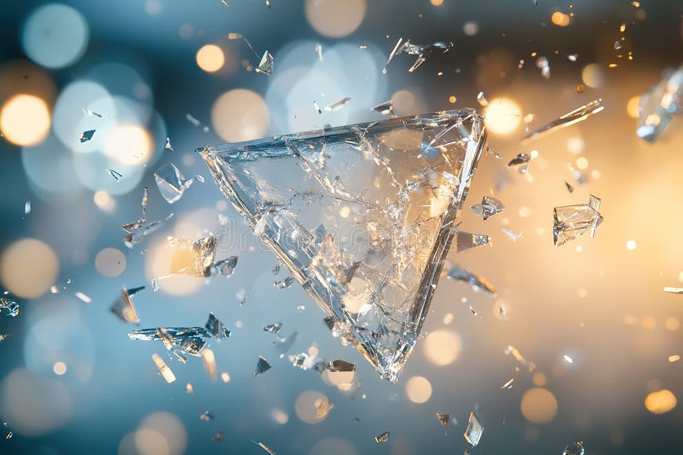Abstract Triangle Glass Shards Exploding with Bokeh Background ...