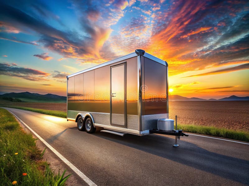 Capturing the Adventure a Stunning Front View of a Camper Trailer on ...