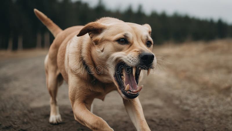 Aggression of a Dog Attack To a Camera Stock Illustration ...