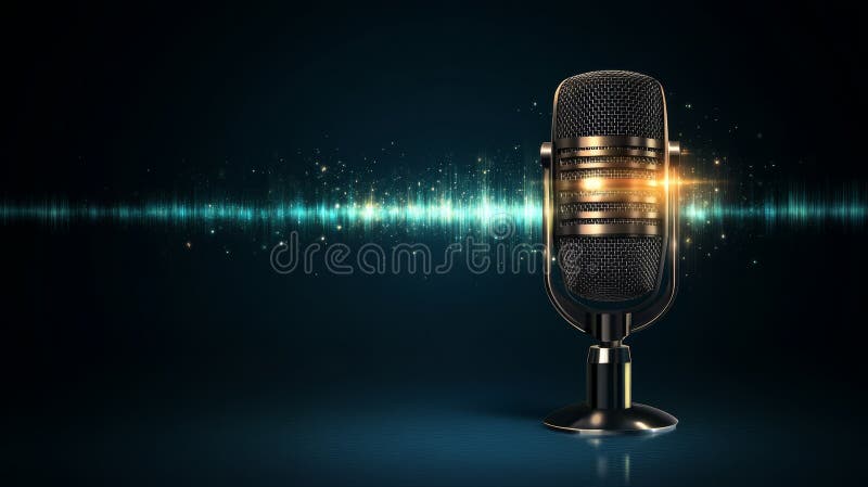 Capturing Audio, Sound Waves Radiating from a Microphone in Dark ...