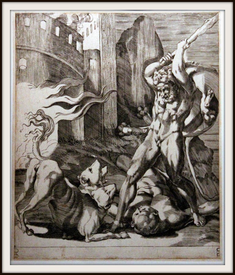 Capturing and Bringing Back Cerberus, One of the Labours of Heracles, a ...