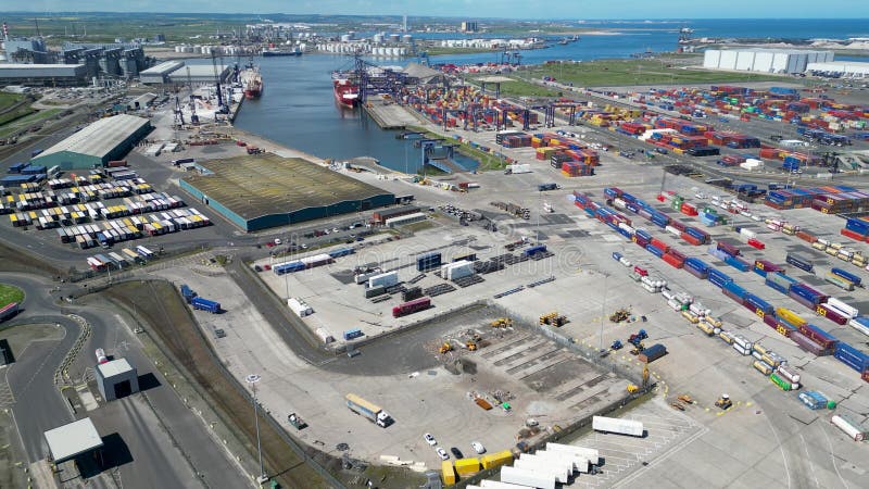 Aerial Drone Shot of the Port of Teeside Stock Video - Video of ...