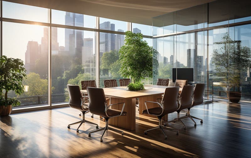 Capturing a Clean Office Meeting Room Indoors. Generative AI Stock ...