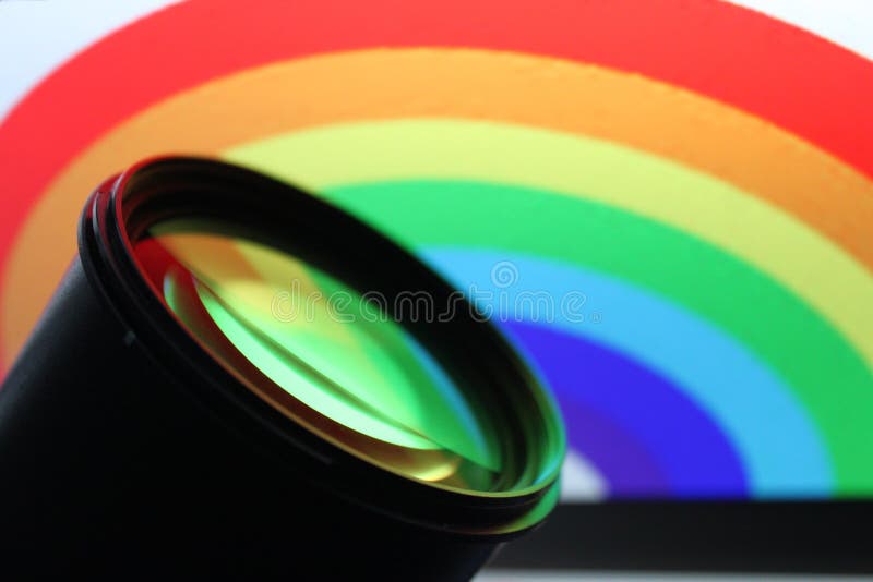 Camera Lens and Rainbow Colours Stock Photo - Image of rainbow ...