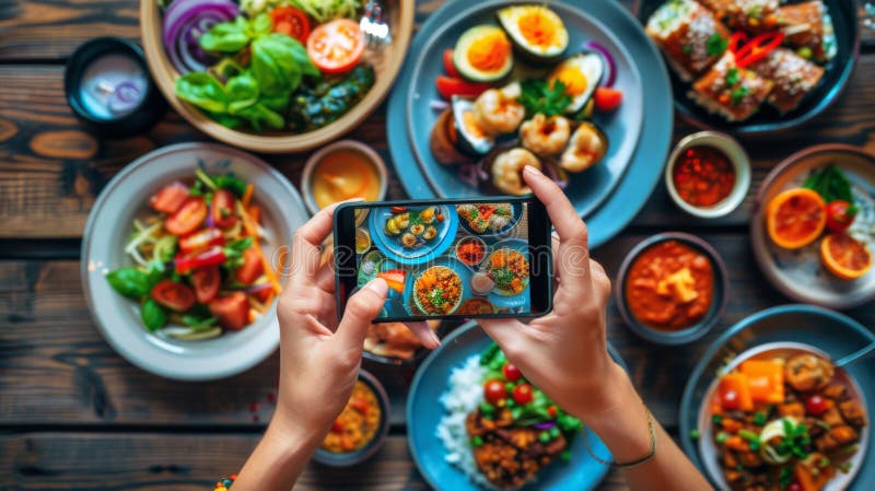 Capturing a Colorful Dinner Spread.AI Generated Image Stock Photo ...