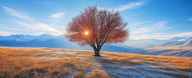 Capturing the Contrast of Seasons and Weather, a Tree in a Field with ...