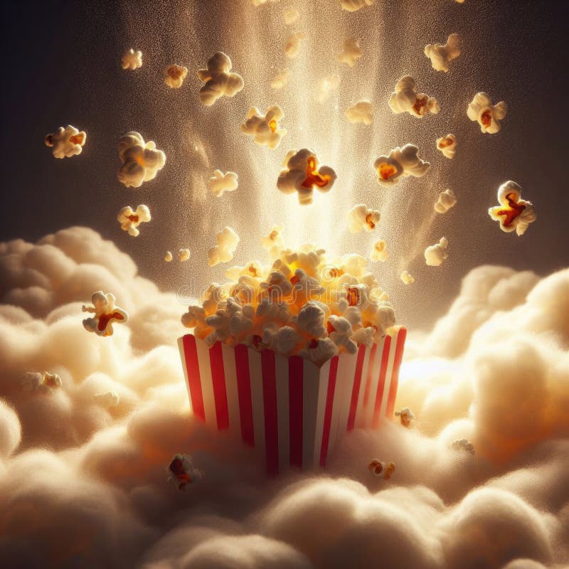A Popcorn Kernel Popping in Mid-air, Surrounded by a Cloud of Fluffy ...