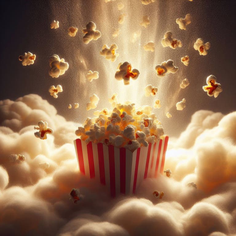 A Popcorn Kernel Popping in Mid-air, Surrounded by a Cloud of Fluffy ...