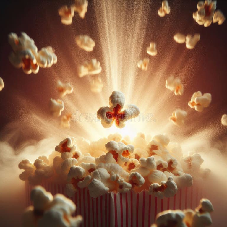 A Popcorn Kernel Popping in Mid-air, Surrounded by a Cloud of Fluffy ...