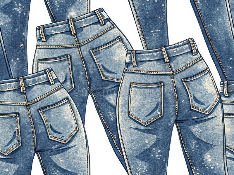 Capturing the Distressed Denim Design a Detailed Back View of Blue ...